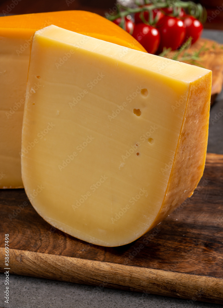 Cheese collection, Dutch ripe hard cheeses made from cow milk in the ...