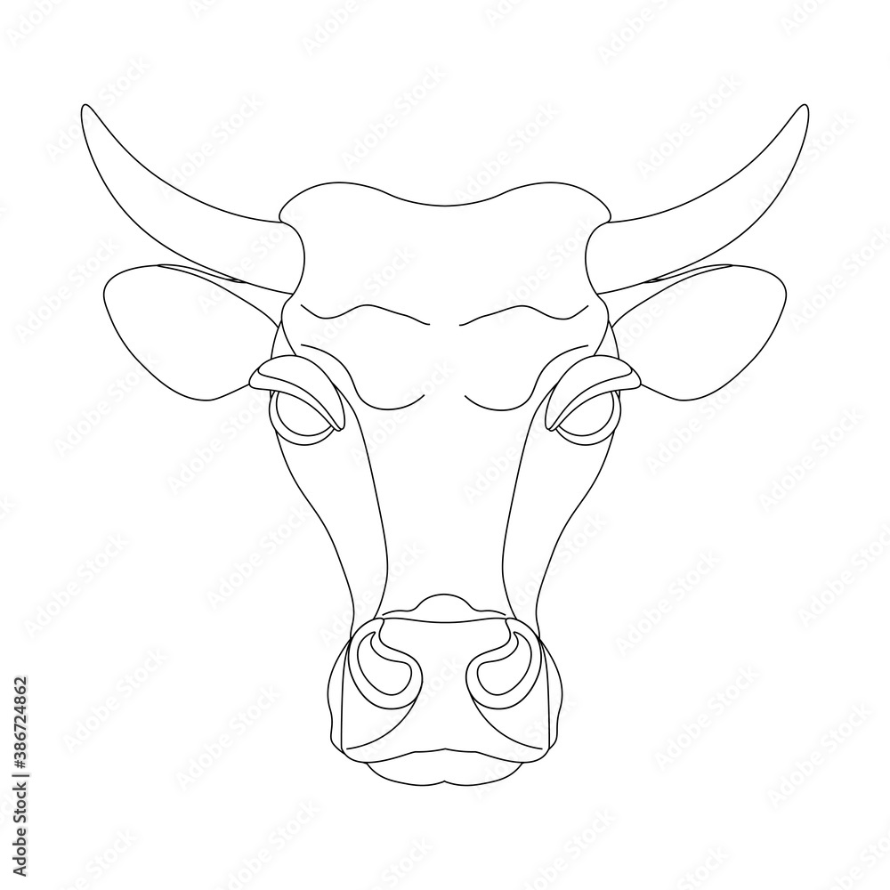 Vetor de A bull, formidable with big horns. Graphic vector drawing ...