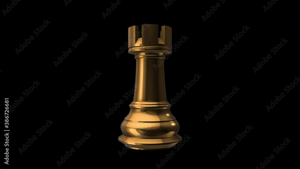 3d chess pieces king rotating on alpha channel background in seamless ...