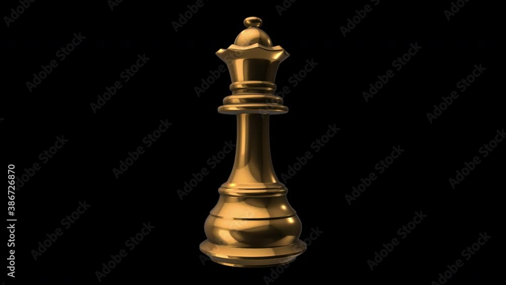 3d chess pieces king rotating on alpha channel background in seamless ...