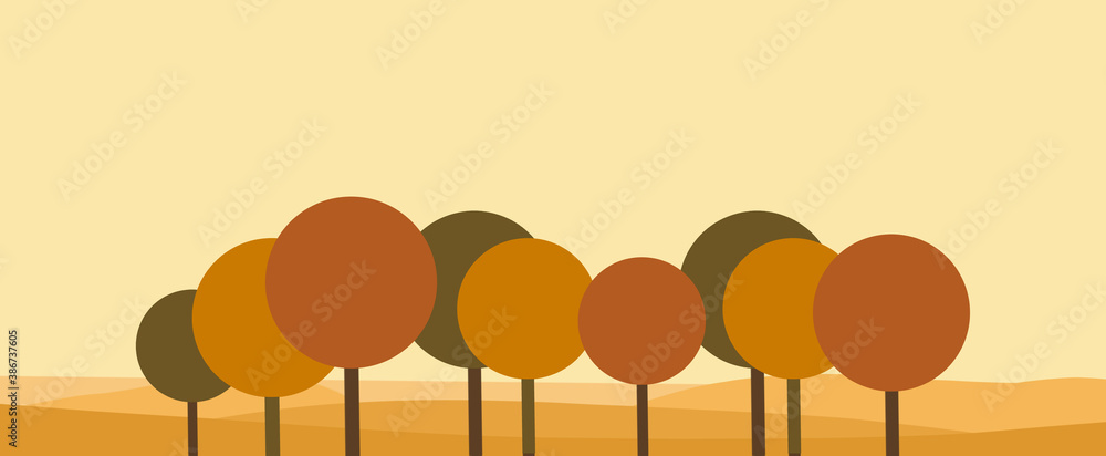 bosque de arboles circulares otoñales Stock Illustration | Adobe Stock
