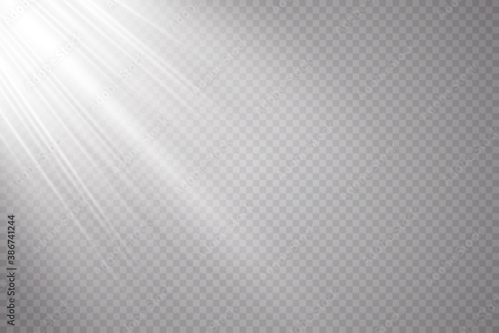 Sunlight on a transparent background. Glow light effects. Star flashed ...