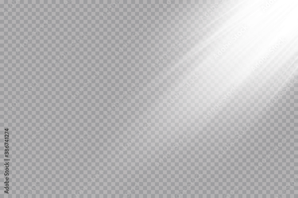 Sunlight on a transparent background. Glow light effects. Star flashed ...