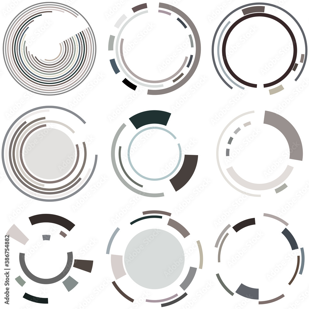 Cyber-cyberpunk, sci-fi geometric circles, rings. Hi-tech HUD elements ...