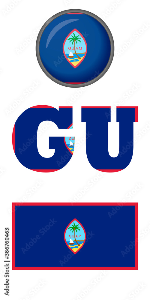 GUAM flag Icons on a white background. Vector image: flag of GUAM, the ...