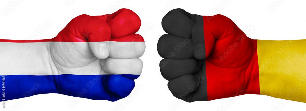 Foto de Two hands are clenched into fists and are located opposite each ...