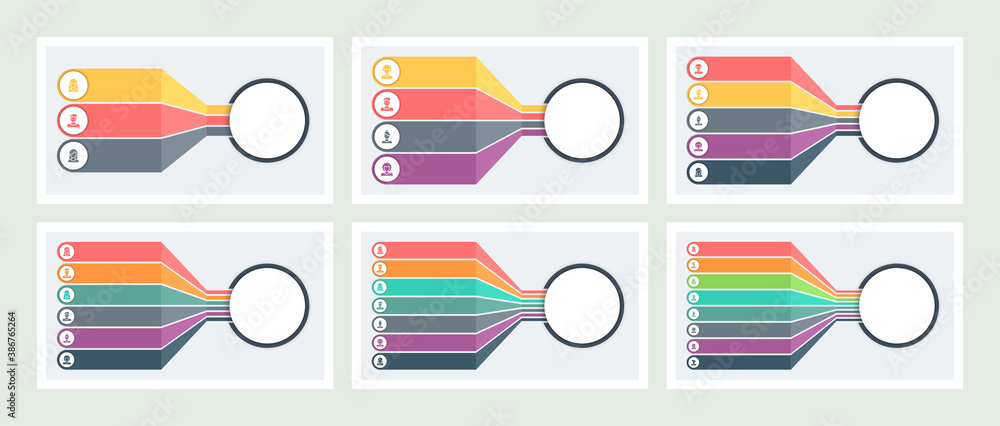 Business infographic. Chart with 3, 4, 5, 6, 7, 8 options. Vector ...