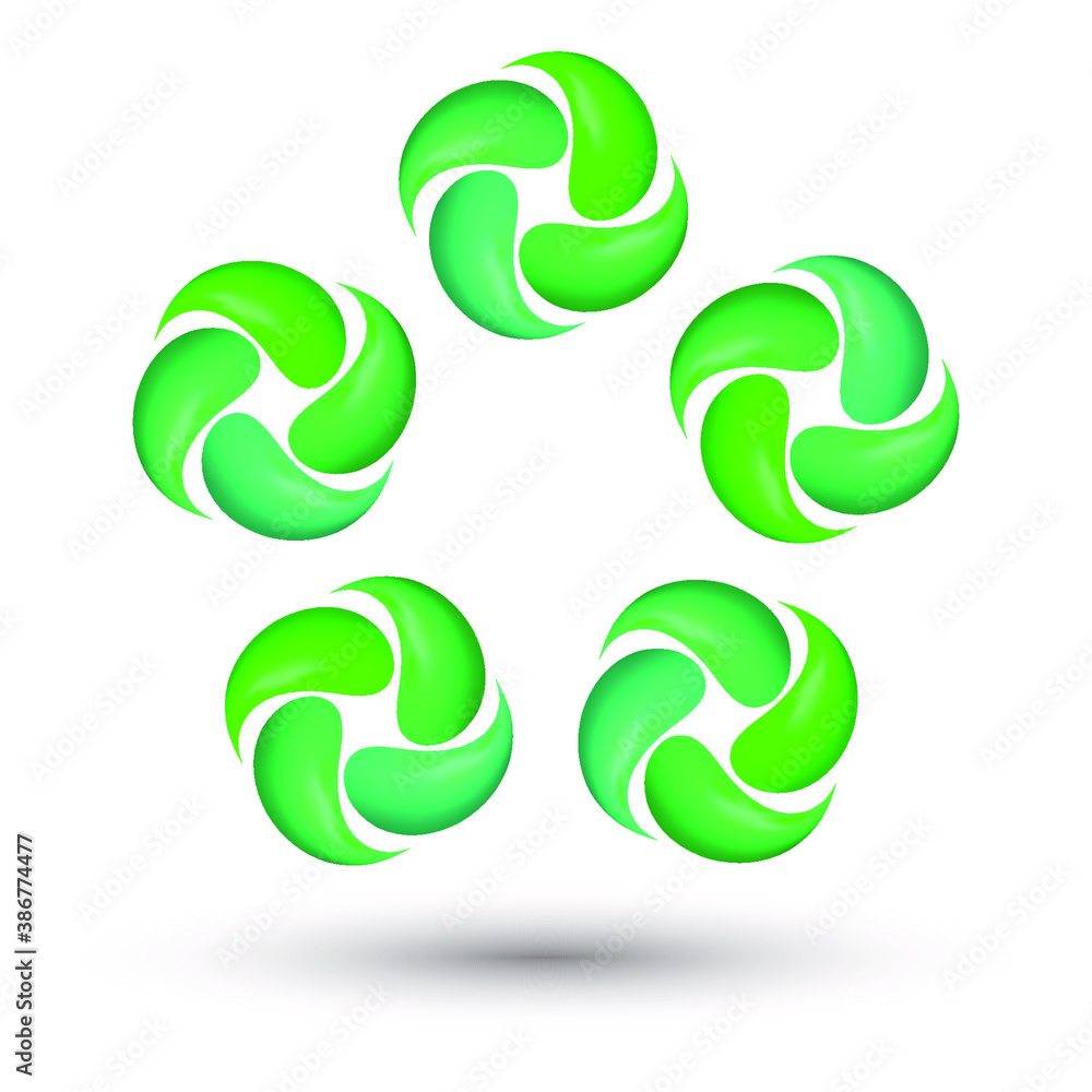 Green logo design. Green energy nature. Set of abstract green symbols ...