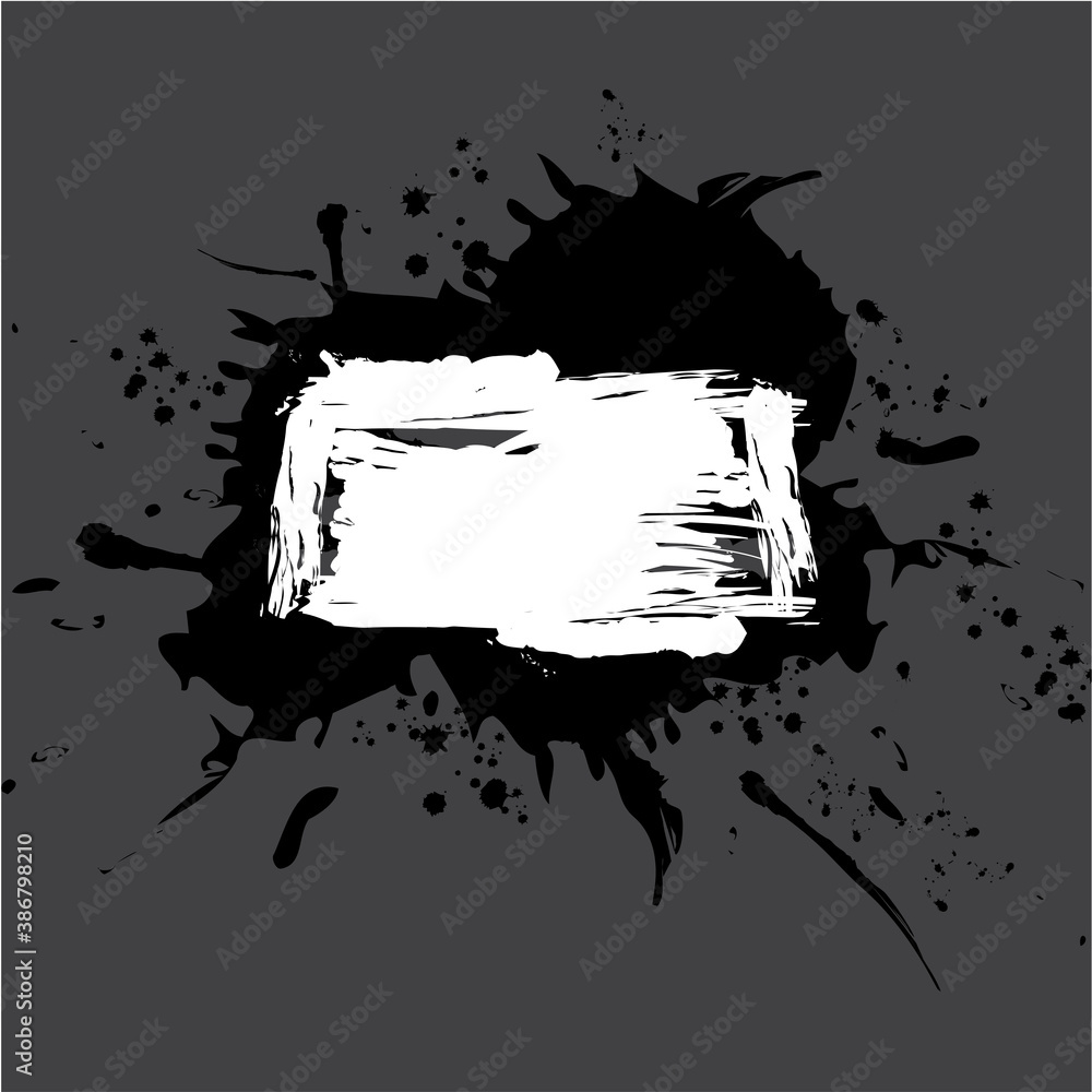 Old white square on a black background. Black and white abstraction ...