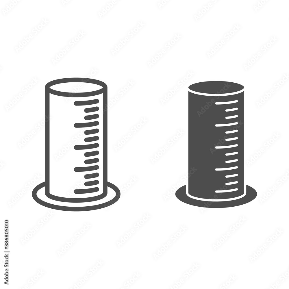 Graduated flask line and solid icon, Wine festival concept, Measurement ...