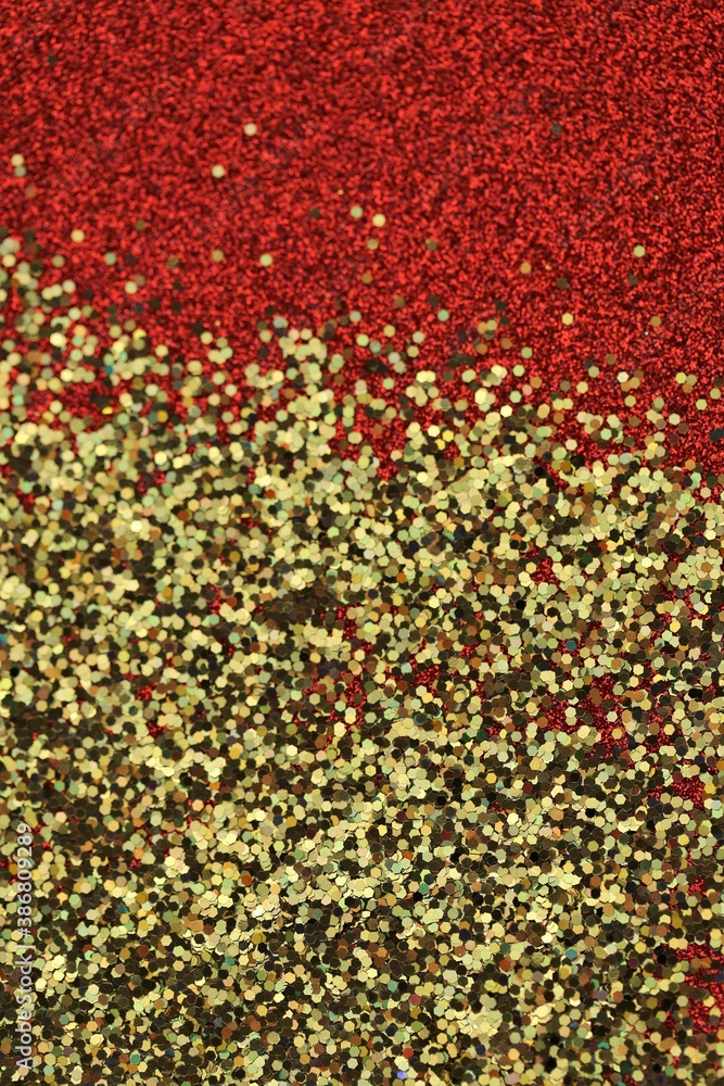Christmas shining red gold glitter background.Shiny holiday texture ...