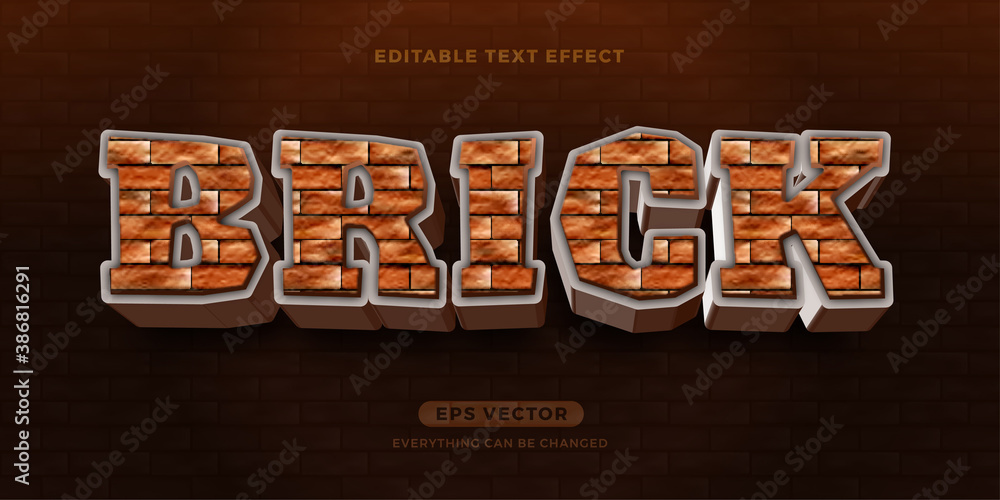 Brick text effect Stock Vector | Adobe Stock
