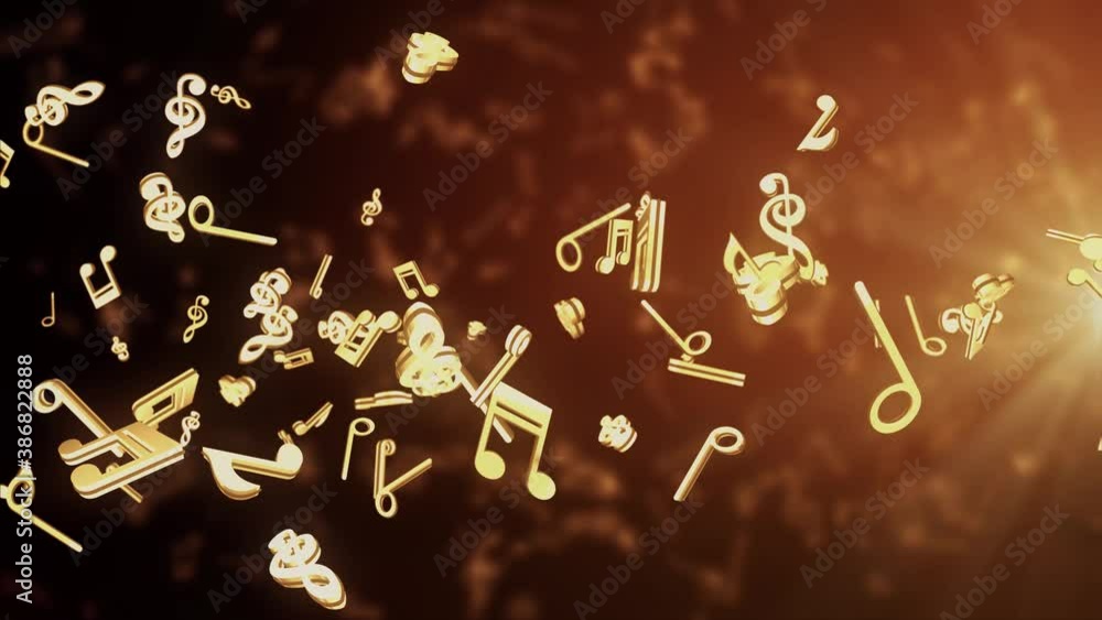 Abstract Musical Notes Flying Loop Background. event, concert, title ...