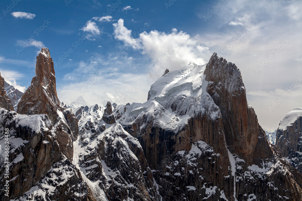 ultimate aerial view of trango tower in Pakistan , landscape of name ...