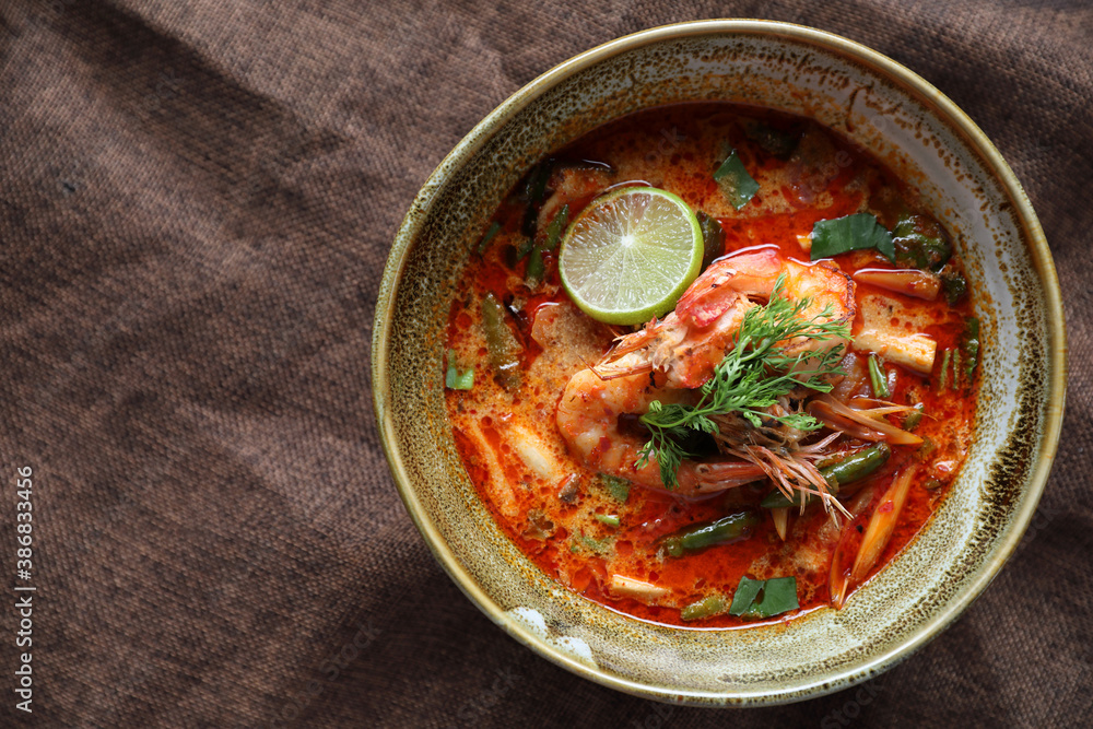 Tom Yum soup , a Thai traditional spicy prawn soup Stock Photo | Adobe Stock