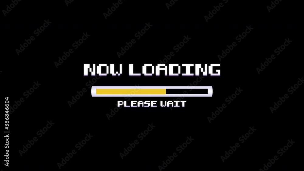 vintage loading bar, 80s 90s. Retro game style, 4k animation with blue ...