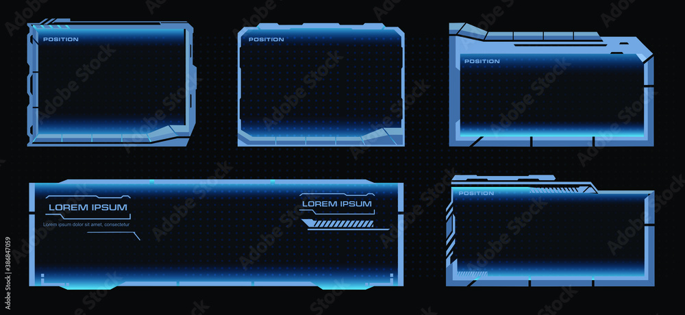Set of futuristic cyber frames for HUD user interface menu. Futuristic ...