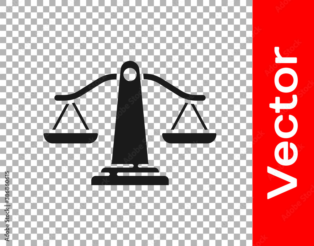Black Scales of justice icon isolated on transparent background. Court ...