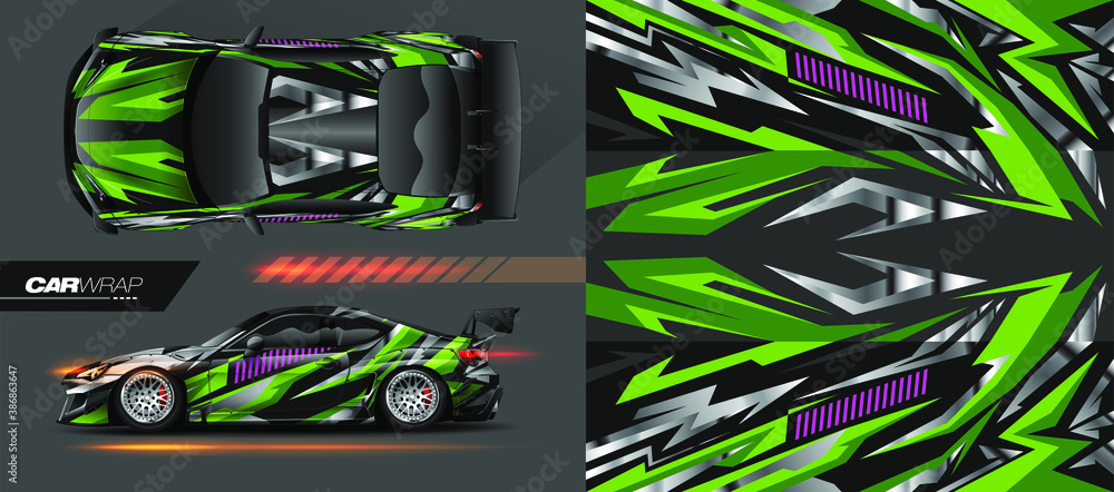 full car wrap design, with sporty abstract background Stock Vector ...