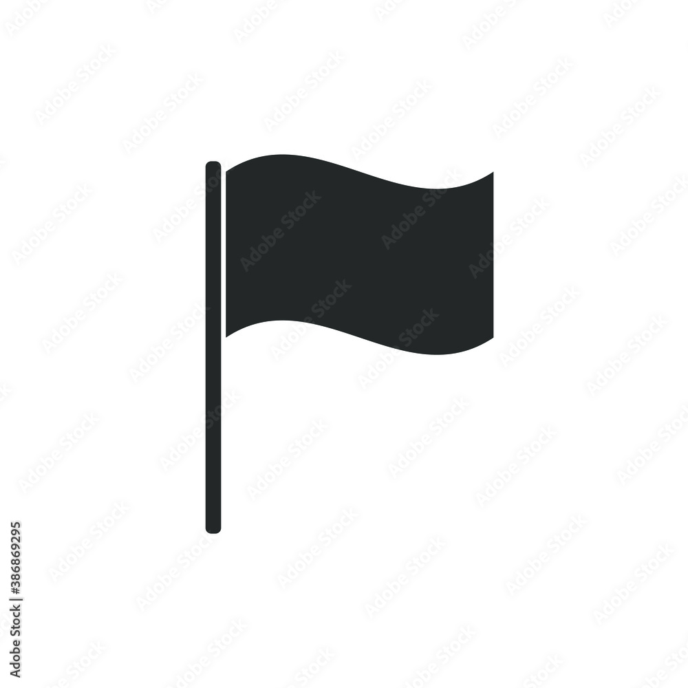 Simple waving flag pole icon symbol shape. Destination location logo ...