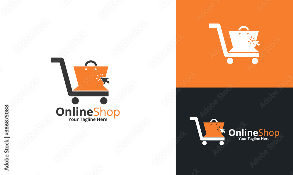 Online Shop Logo designs Template. Illustration vector graphic of shopping cart and shop bag ...