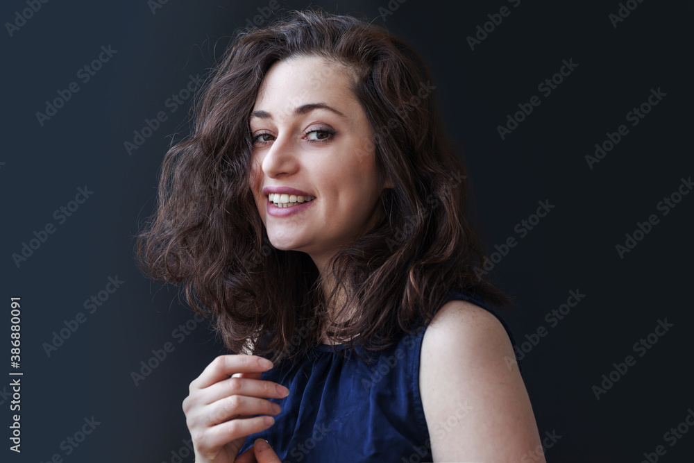 Happy girl smiling. Beauty portrait young happy positive laughing ...
