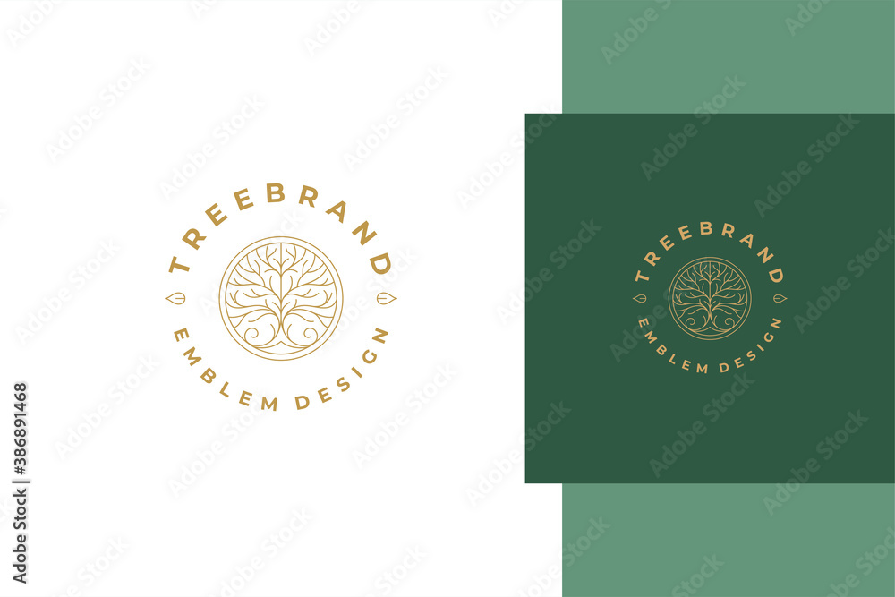 Outline logo of tree in circle line style Stock Vector | Adobe Stock