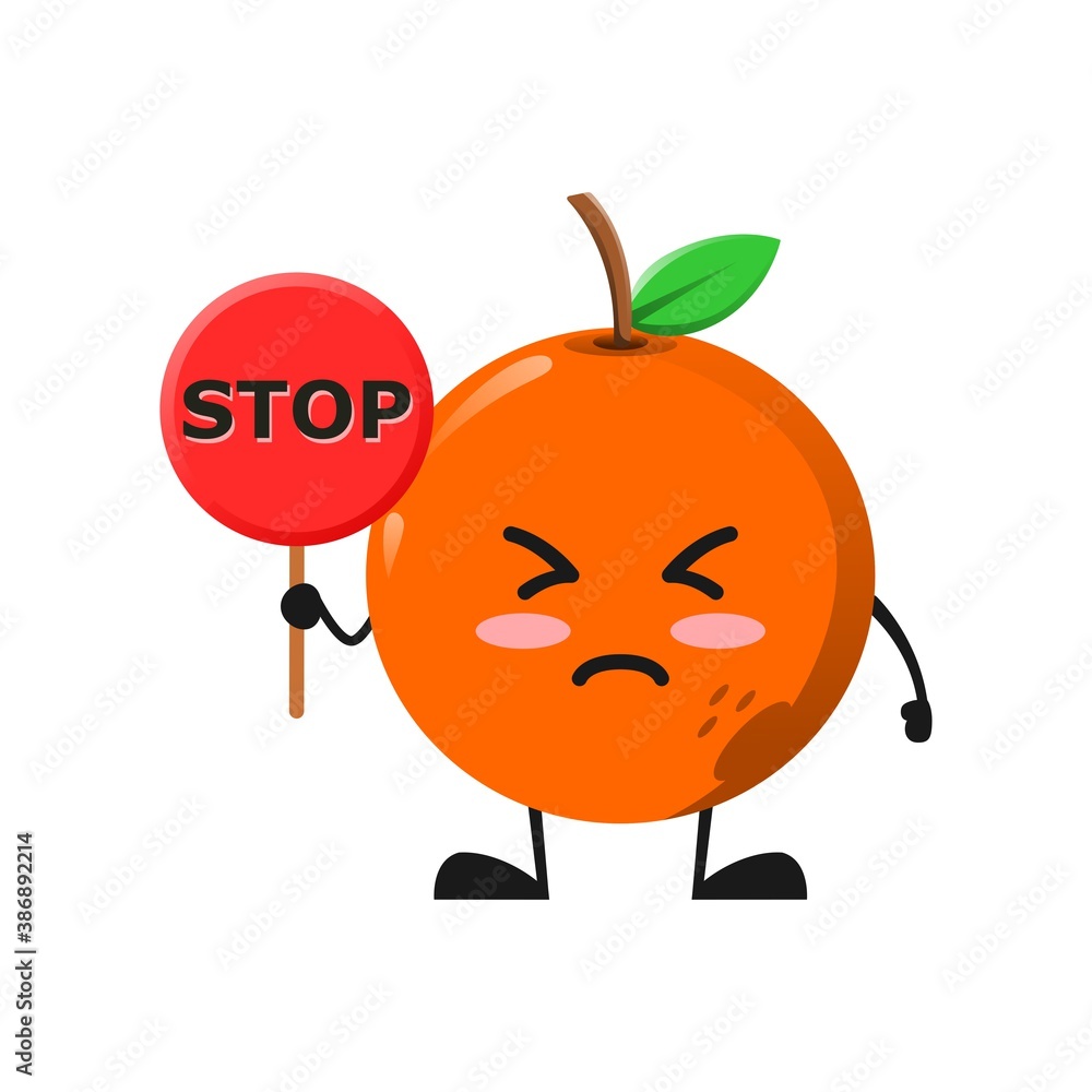vector illustration of cute orange fruit mascot or character holding ...