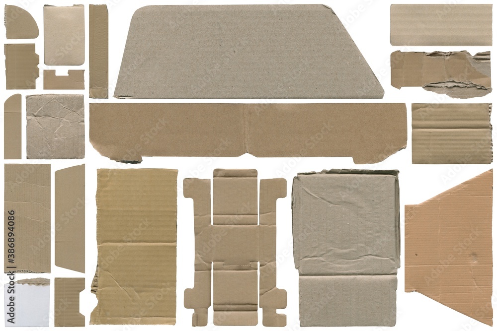 Close up of a light brown vintage torn sheet of carton. Cardboard paper ...