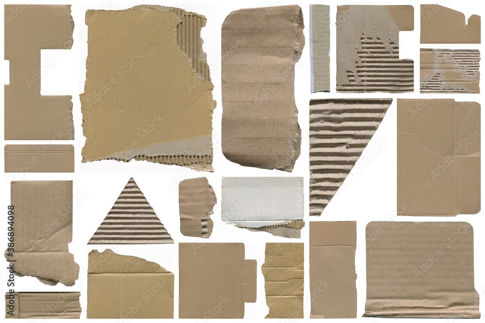 Close up of a light brown vintage torn sheet of carton. Cardboard paper ...