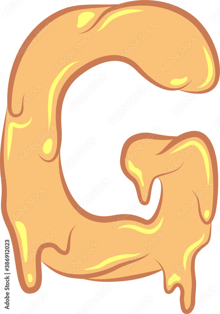 White Isolated flat vector G - letter in wax style. Waxing tech ...