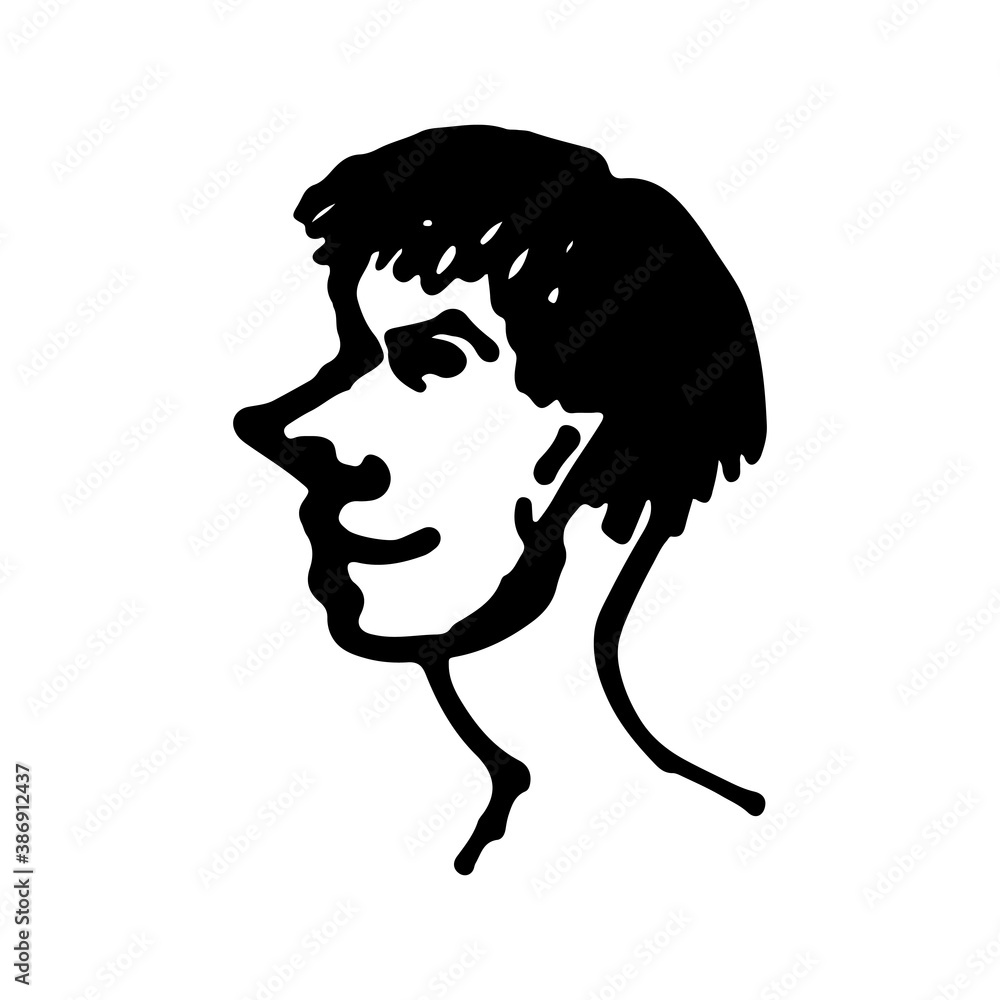 Half face silhouette. Vector hand drawn ink illustration. People's head ...