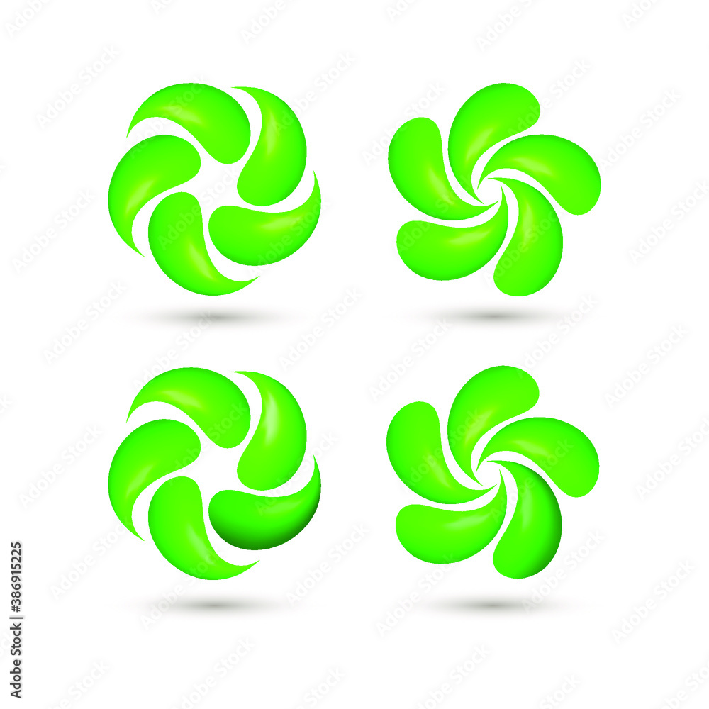 Green logo design. Green energy nature. Set of abstract green symbols ...