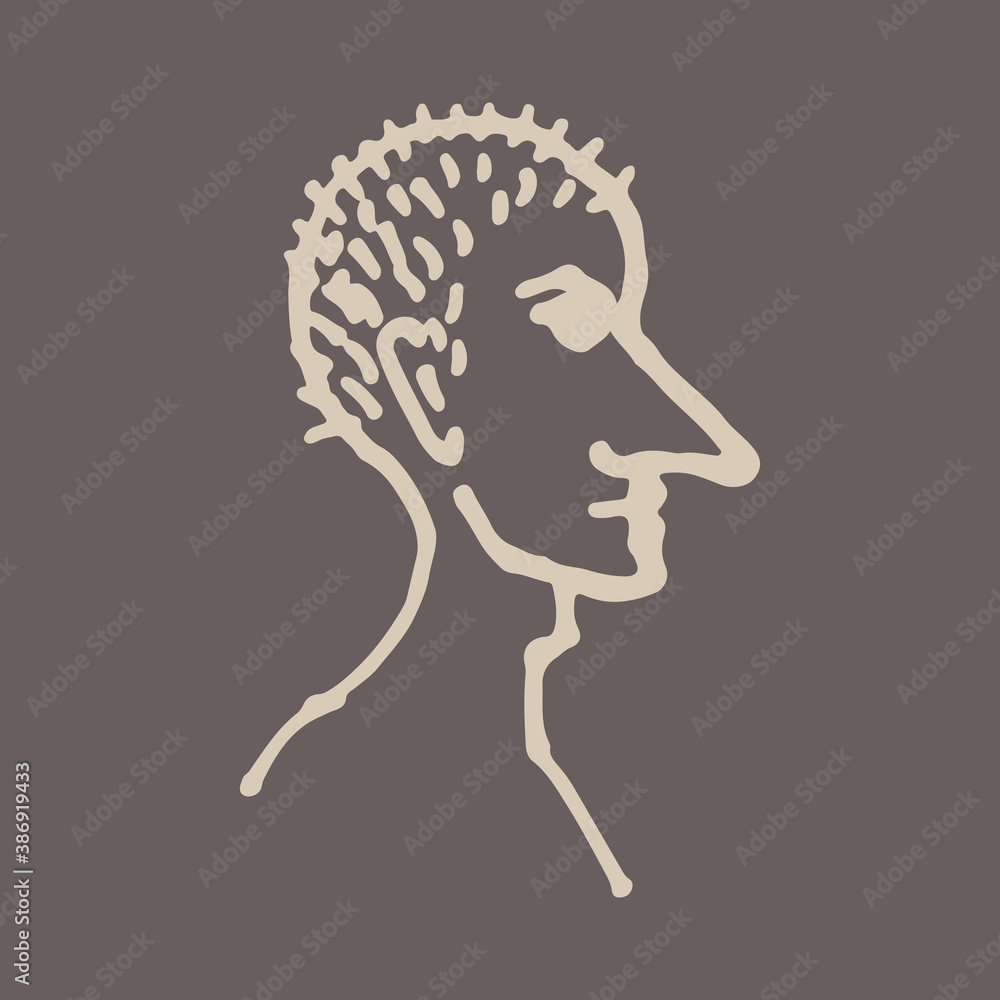 Half face silhouette. Vector hand drawn ink illustration. People's head ...