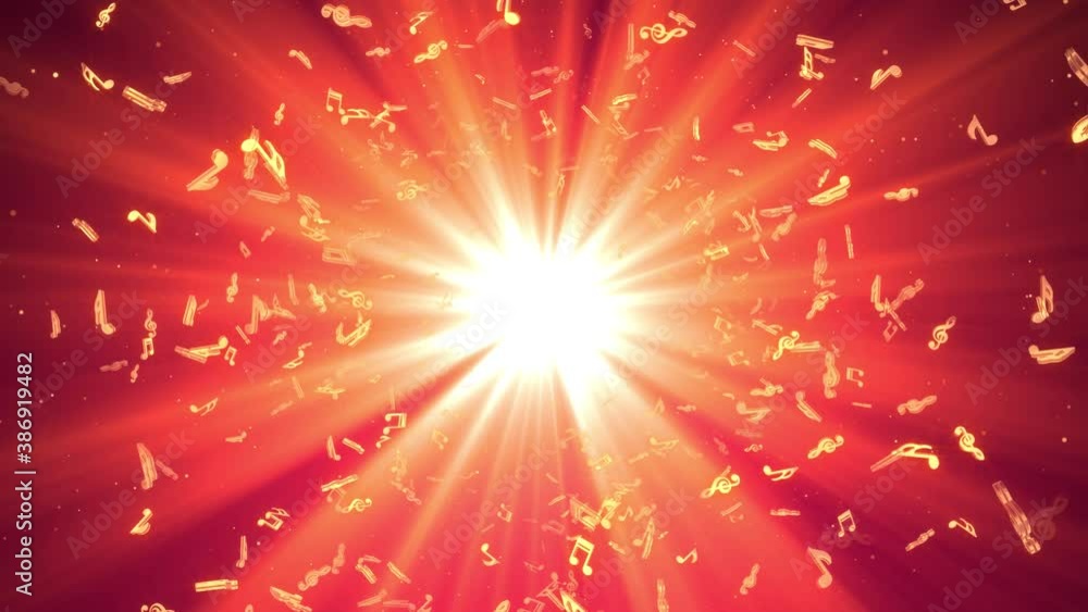 Red Colorful Music Musical Note symbols sound wave, beat Light Rays ...