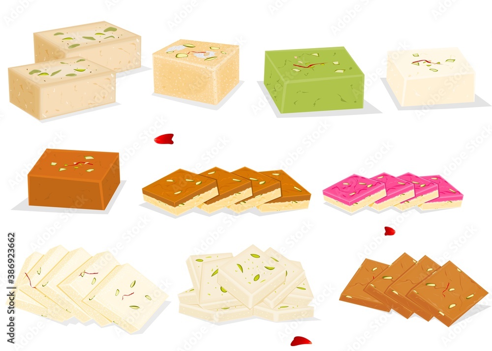 Barfi indian Sweet Dish Food Vector Stock Vector | Adobe Stock