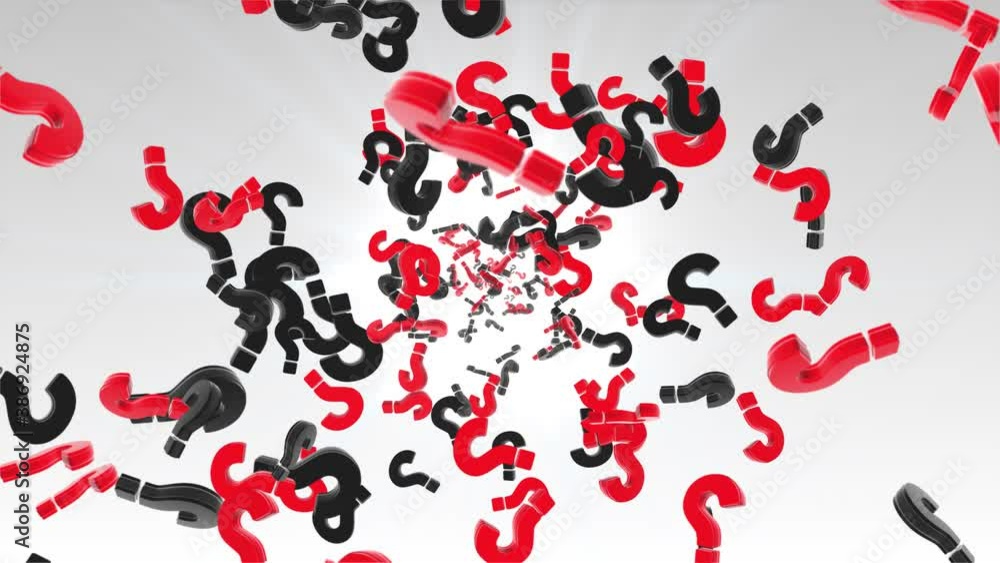 Abstract Question Marks Falling Down and Rotation in the Air Loop ...