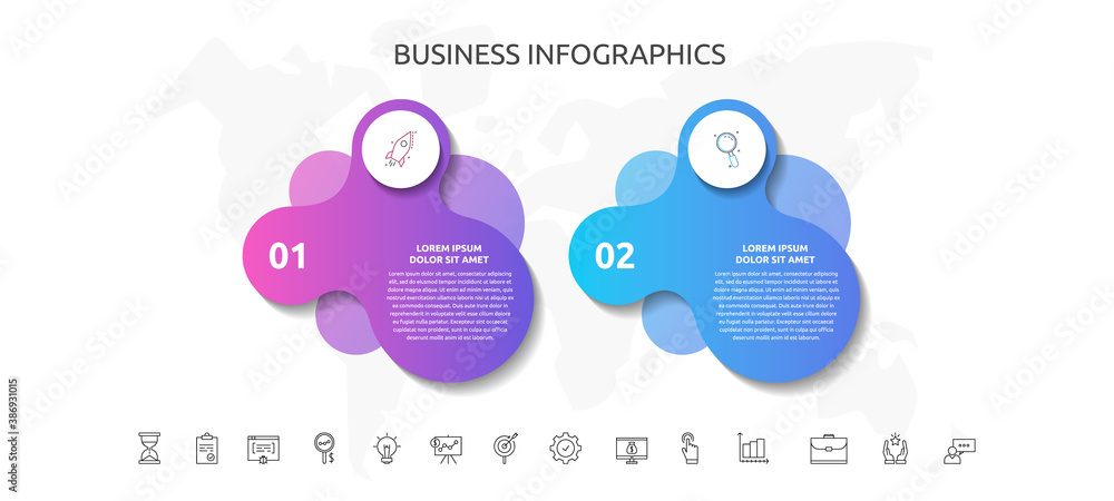 2 steps infographics with abstract labels. Vector template two part ...