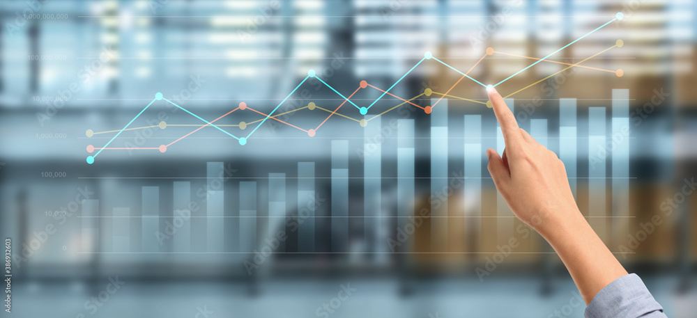 Businessplan graph growth and increase of chart positive indicators in ...