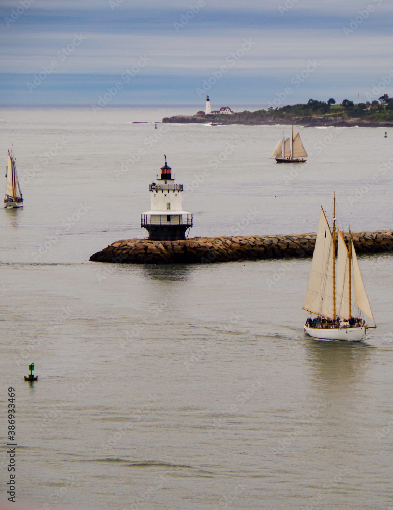 Beautiful Spring Point Ledge Lighthouse and Portland Head Light ...