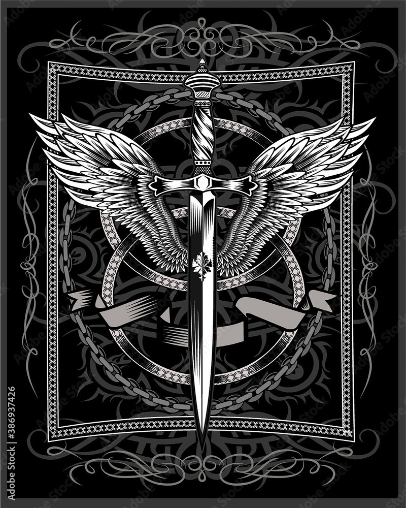 sword with wings Stock Vector | Adobe Stock