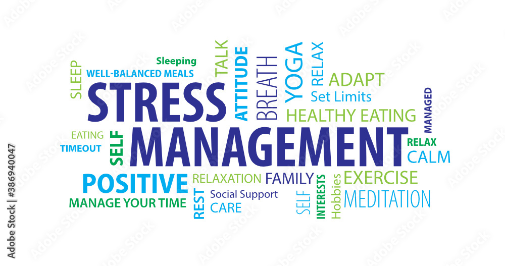 Stress Management Word Cloud on a White Background Stock Vector | Adobe ...