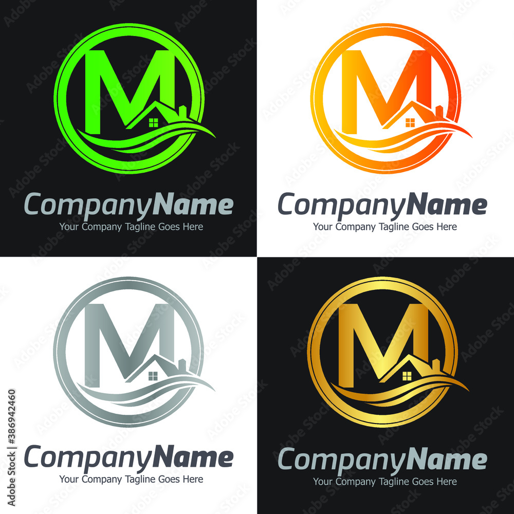 Letter M vector logo template, Colorful Letter M logo, Real Estate ...
