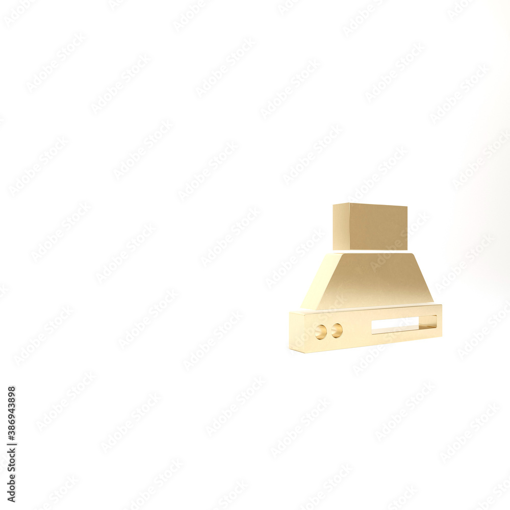Gold Kitchen extractor fan icon isolated on white background. Cooker ...