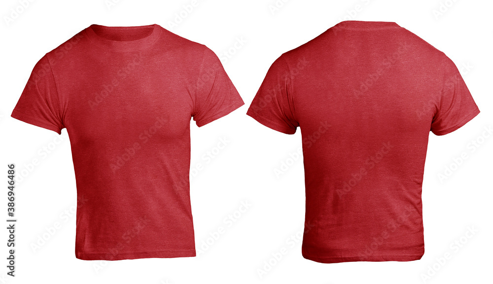 Red heather color t-shirt mock up, front and back view, isolated. Stock ...