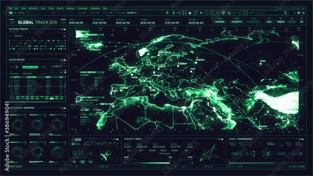 Vídeo do Stock: Futuristic digital interface screen. Tracking location ...