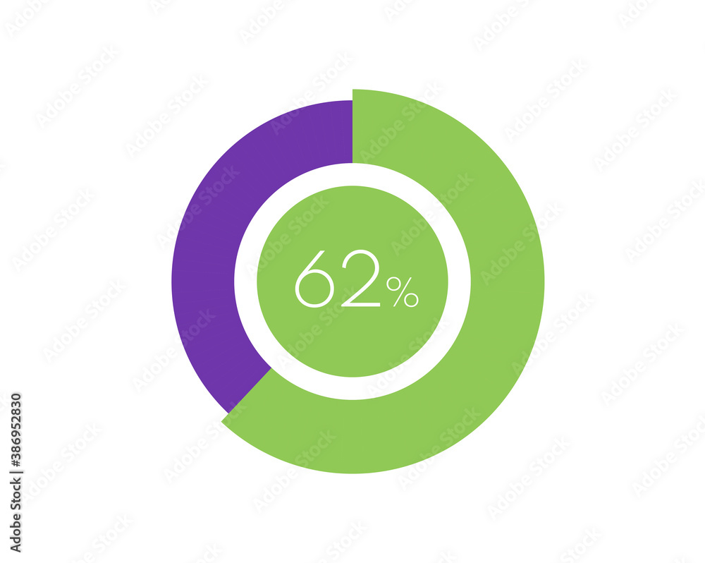 62% Percentage, 62 Percentage Circle diagram infographic Stock Vector ...
