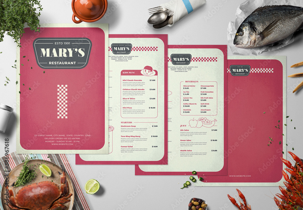 Vintage Food Menu Layout Stock Template | Adobe Stock