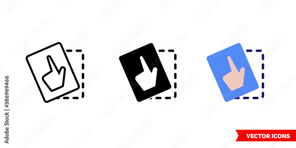 Manual page rotation icon of 3 types color, black and white, outline ...