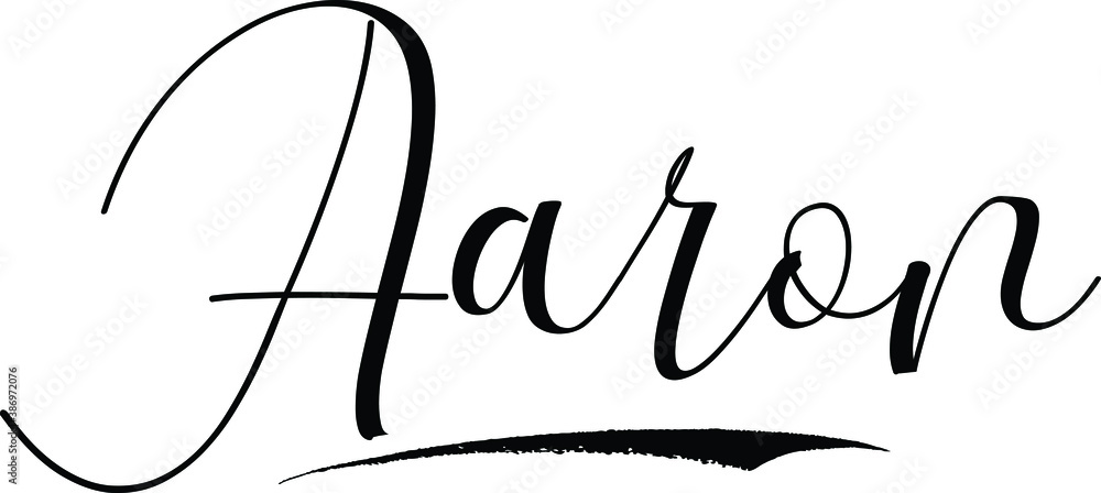 Aaron -Male Name Cursive Calligraphy on White Background Stock Vector ...